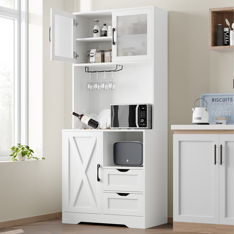 Takina 70.9 Kitchen Pantry with Removable Wine Rack Gracie Oaks Finish White
